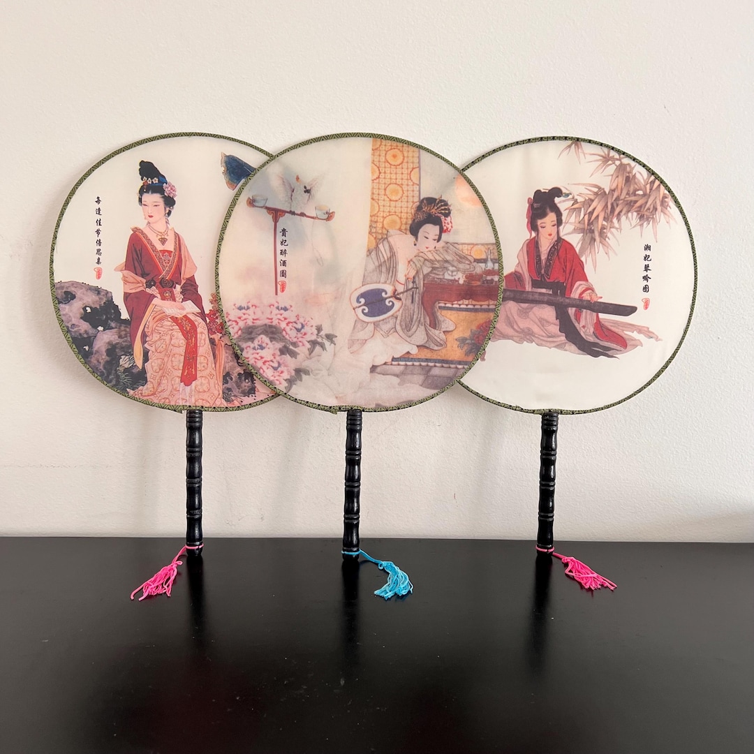 Vintage Chinese Silk Paddle Fan: Oriental Asian Decor - Etsy