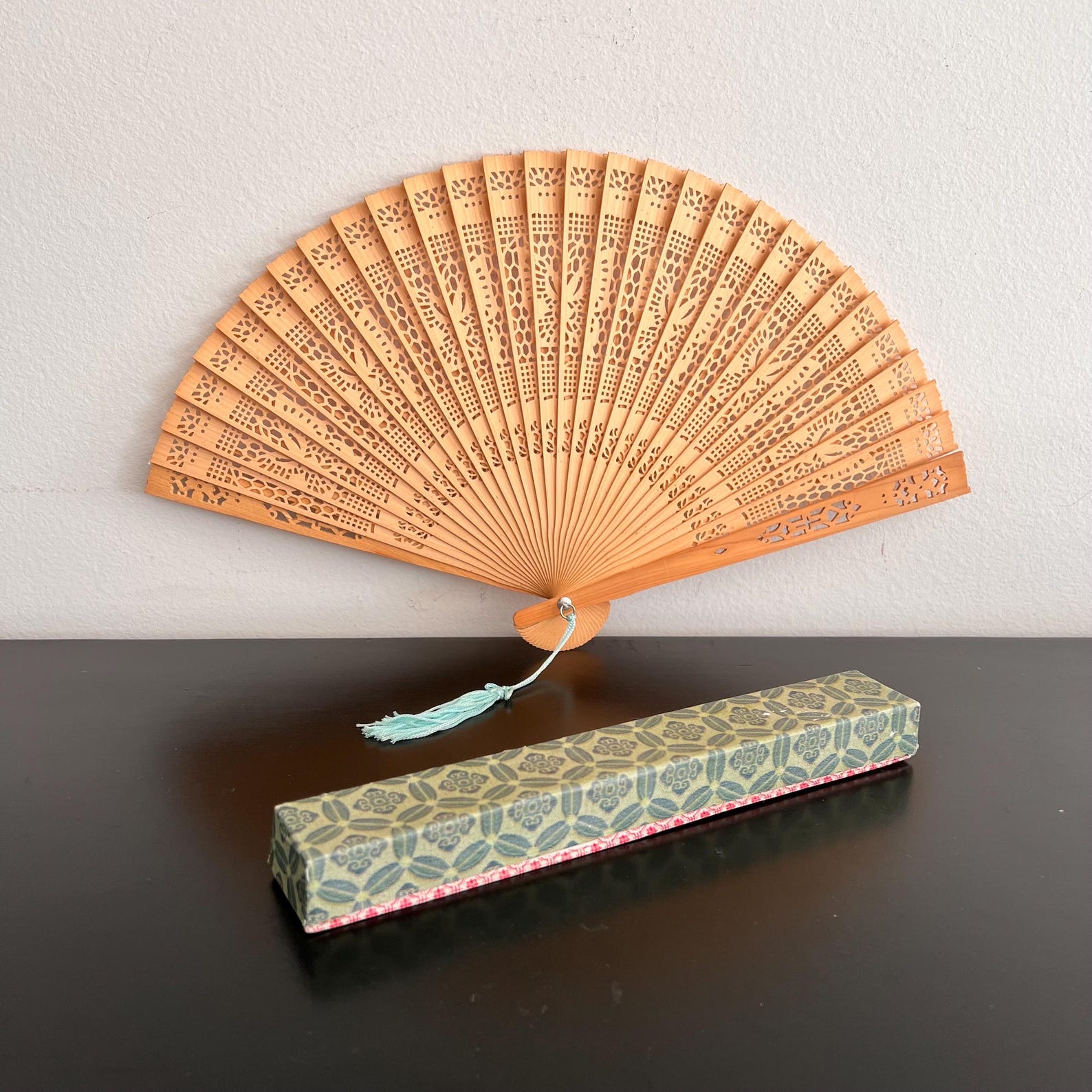 Vintage Wooden Folding Fan: Chinese Oriental Decor, Tasseled - Etsy