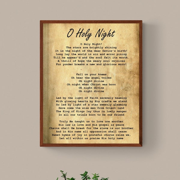 O Holy Night Hymn Sign - Etsy