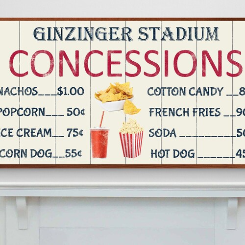 Personalized Family Concessions Sign Custom Movie Room Sign - Etsy