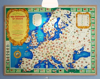 1945 Map of Europe - Etsy