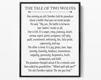 Tale of the Two Wolves Poster - Etsy