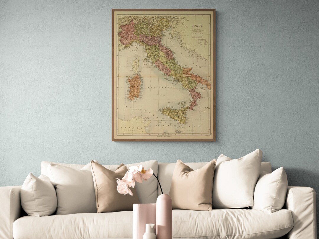 Vintage Italian Map | Old Map of Italy | Italian Gifts | Kitchen Wall ...