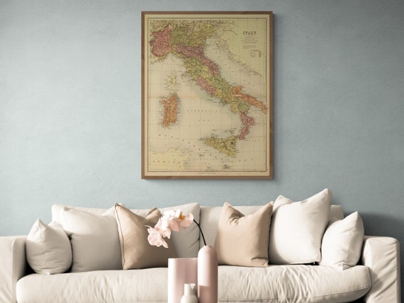 Vintage Italian Map Old Map of Italy Italian Gifts - Etsy