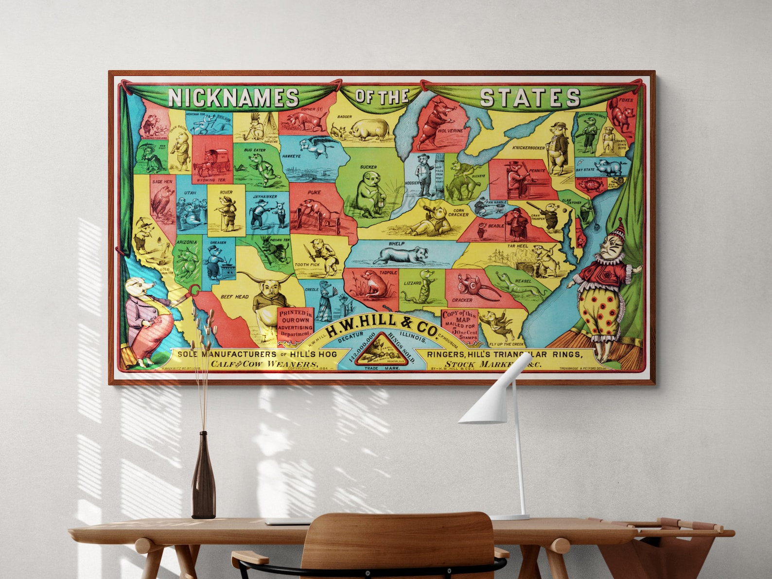 Nicknames of the States Map Vintage USA State Nicknames Map - Etsy