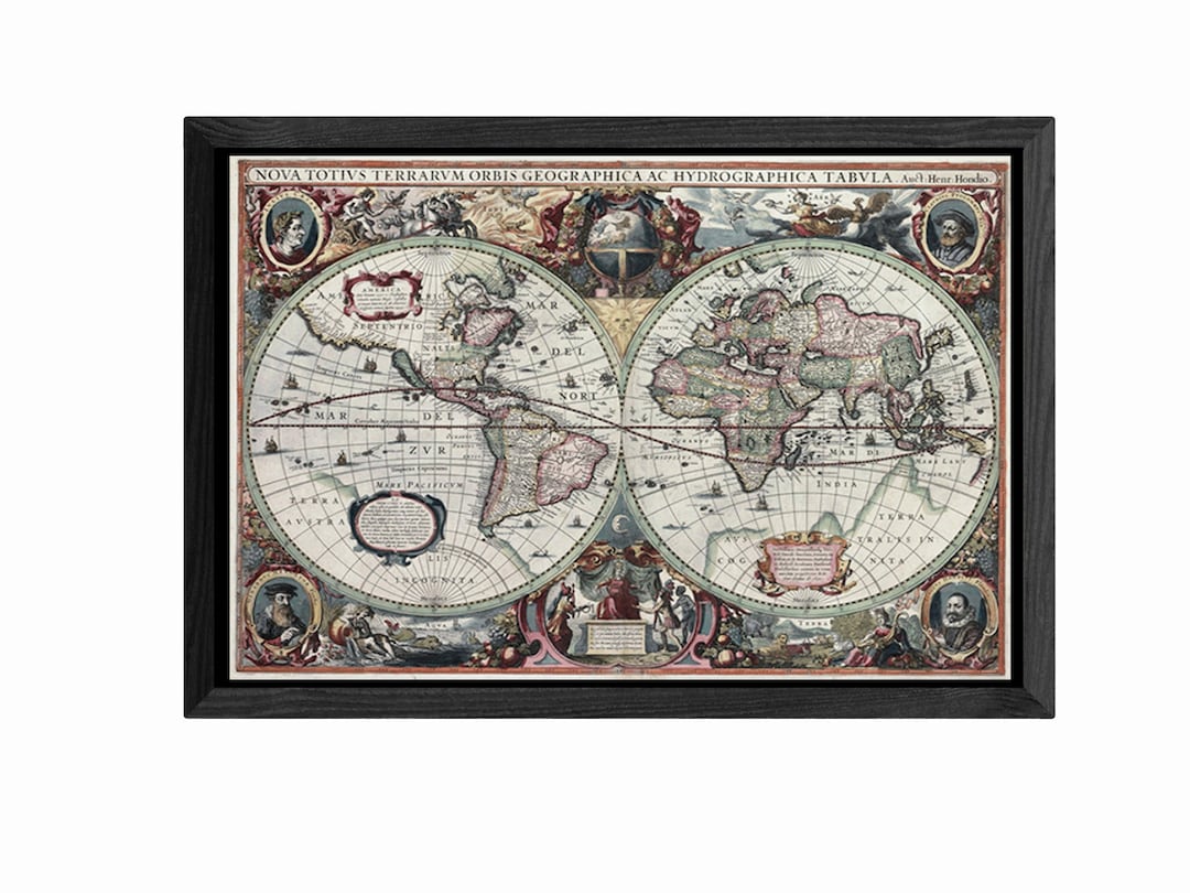1630 World Map Print: Restored Vintage Atlas, Historic Wall Art - Etsy