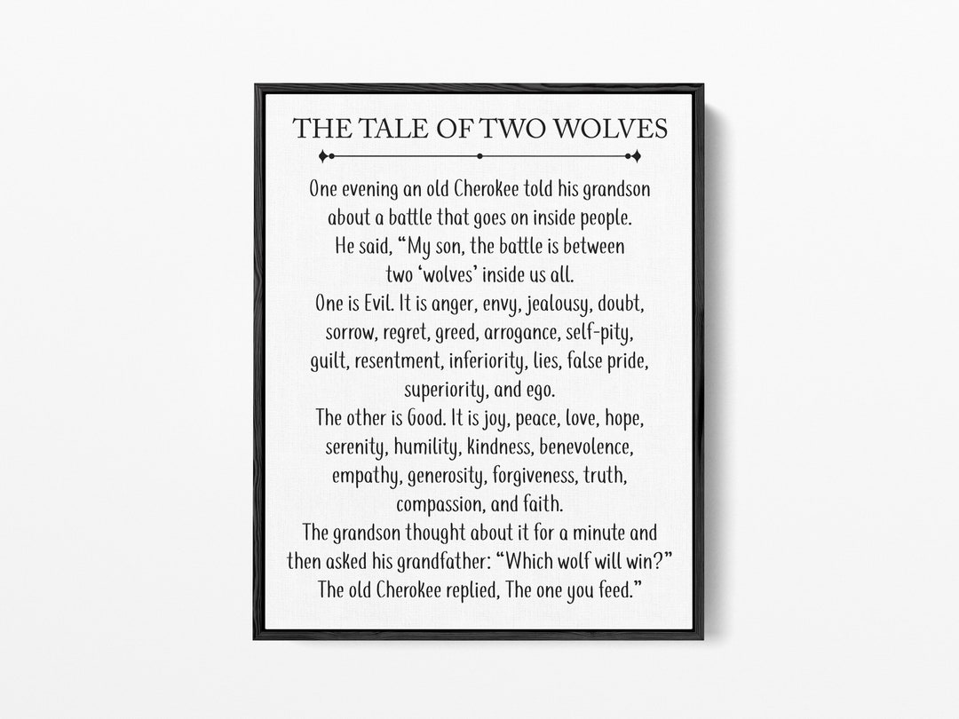The Tale of Two Wolves Sign | Cherokee Legend Quote | Inspirational ...
