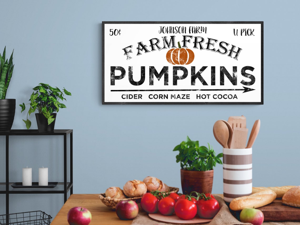 Custom Farm Fresh Pumpkins Sign Canvas Fall Sign Custom | Etsy