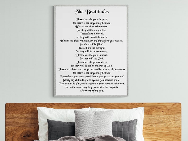 Beatitudes Framed Canvas Sign | Matthew 5:3-12 Bible Verse - Etsy