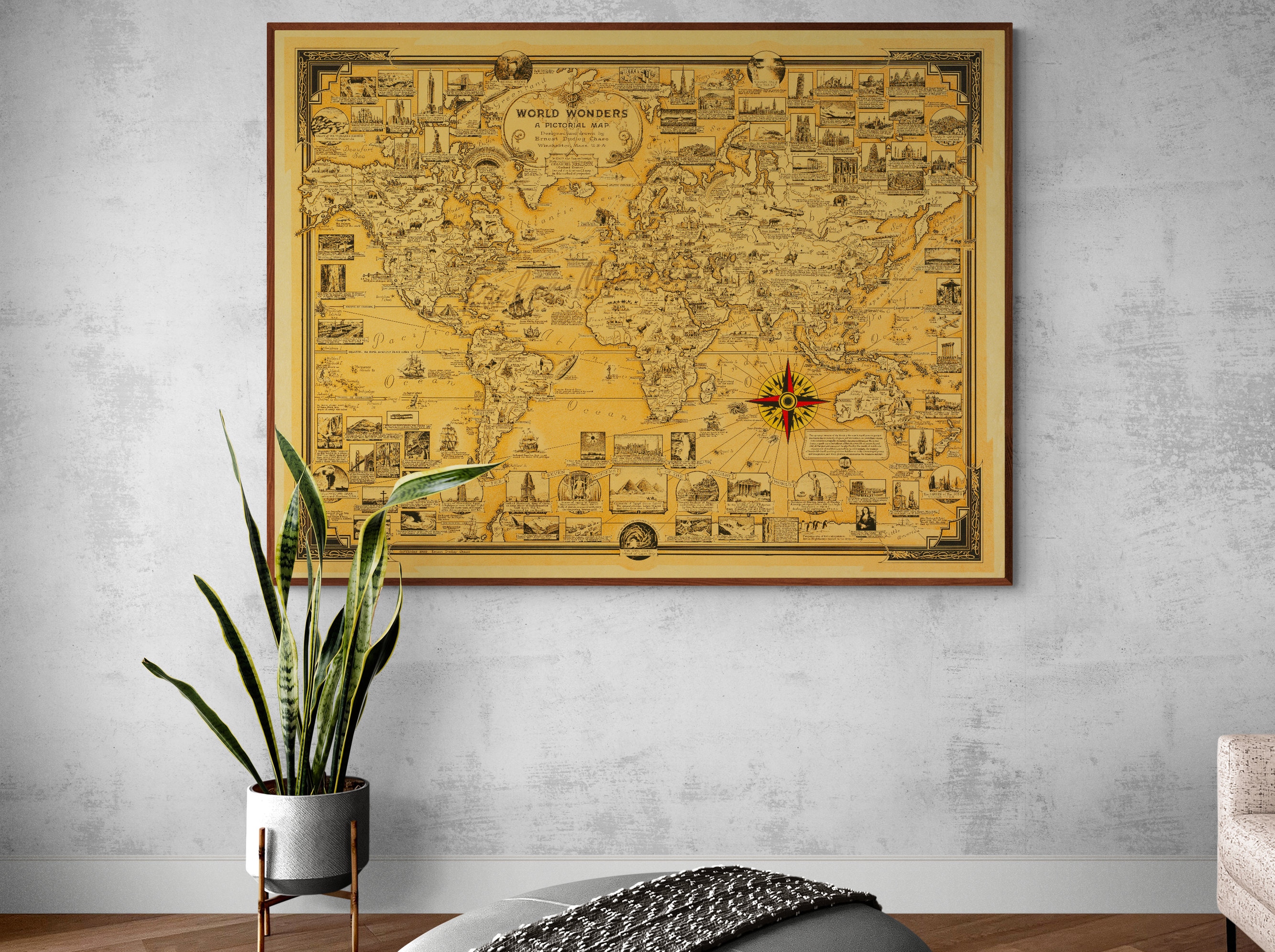 Old Pictorial Map of the World Restored Vintage World Map - Etsy Canada
