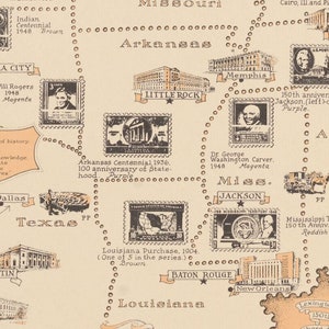 Vintage USA Stamp Map | Old American Stamp Map | 1949 Postage Map ...
