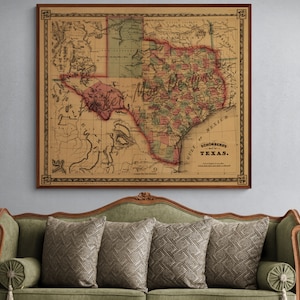 Old Map of Texas | Retro Map of Texas | State Map of Texas | 1866 Map ...