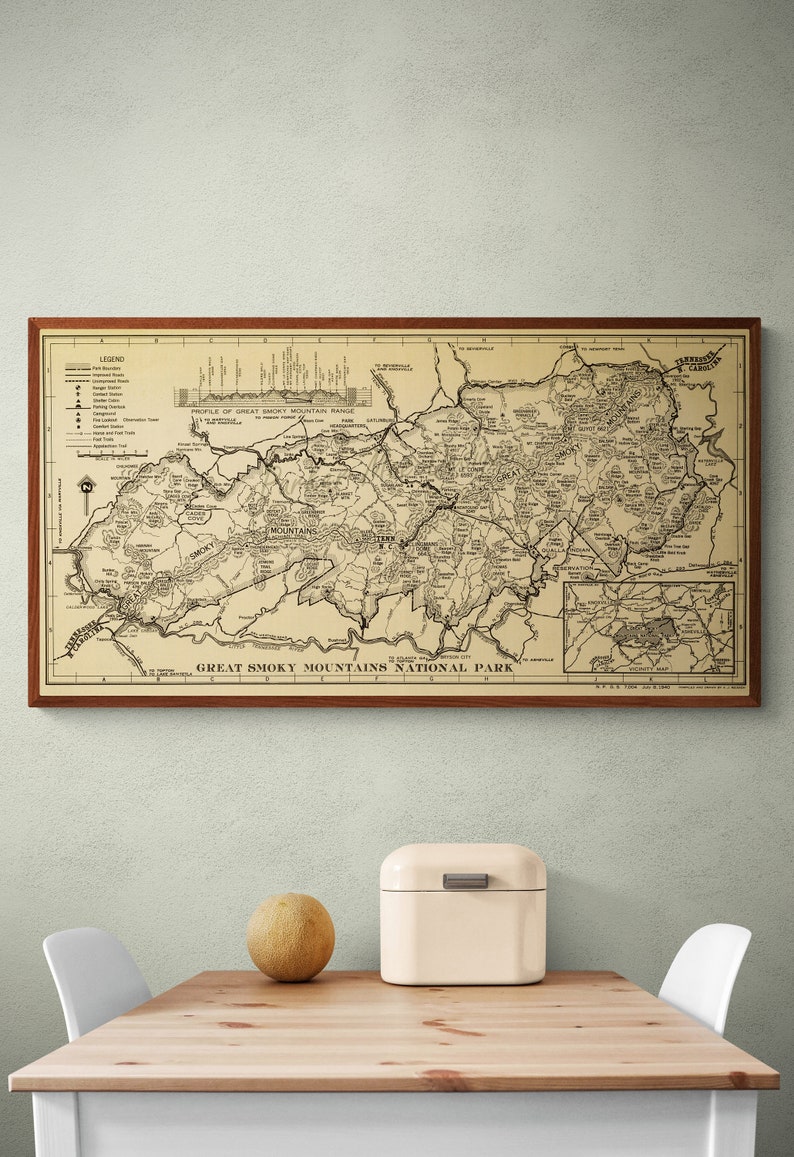 Great Smoky Mountains Map Vintage Mountain Map Restoration - Etsy