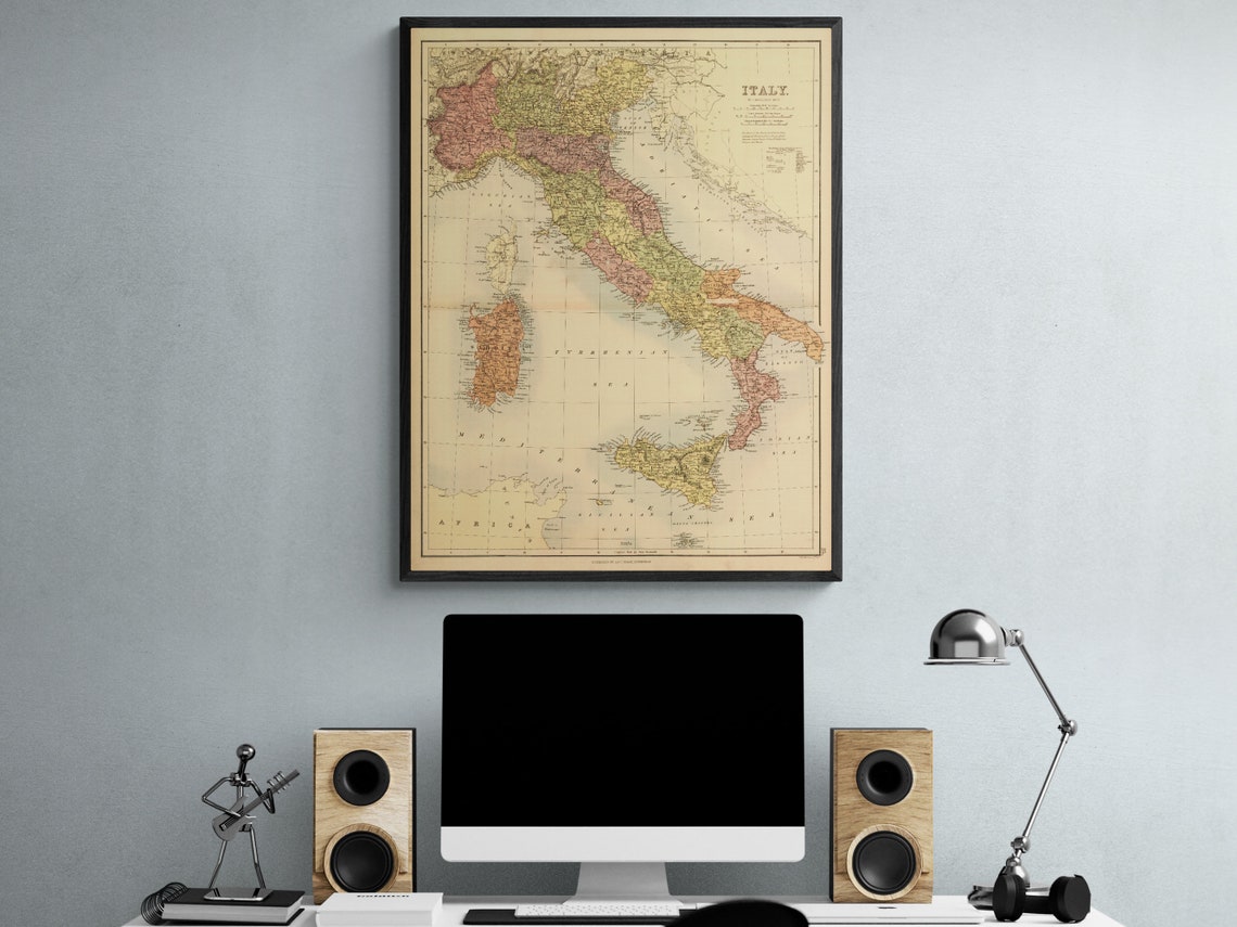 Vintage Italian Map Old Map of Italy Italian Gifts - Etsy
