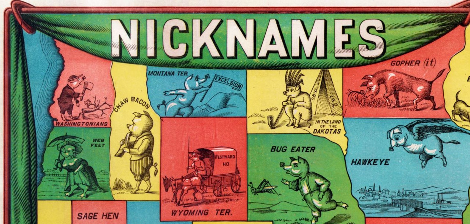 Nicknames of the States Map Vintage USA State Nicknames Map - Etsy