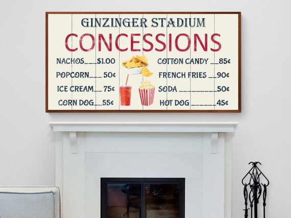 Personalized Family Concessions Sign Custom Movie Room Sign | Etsy