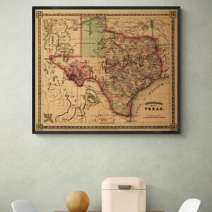 Old Map of Texas | Retro Map of Texas | State Map of Texas | 1866 Map ...