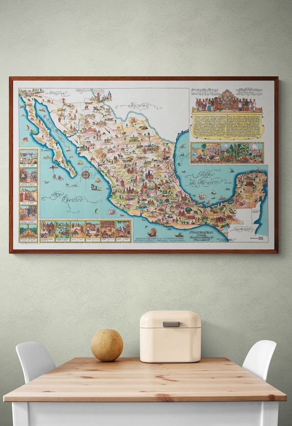 Old Pictorial Map of Mexico Vintage Map of Mexico - Etsy