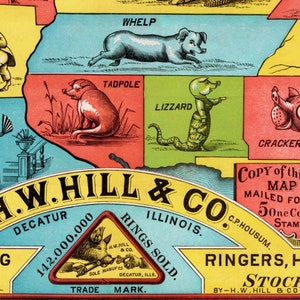 Nicknames of the States Map | Vintage USA State Nicknames Map | 1884 ...