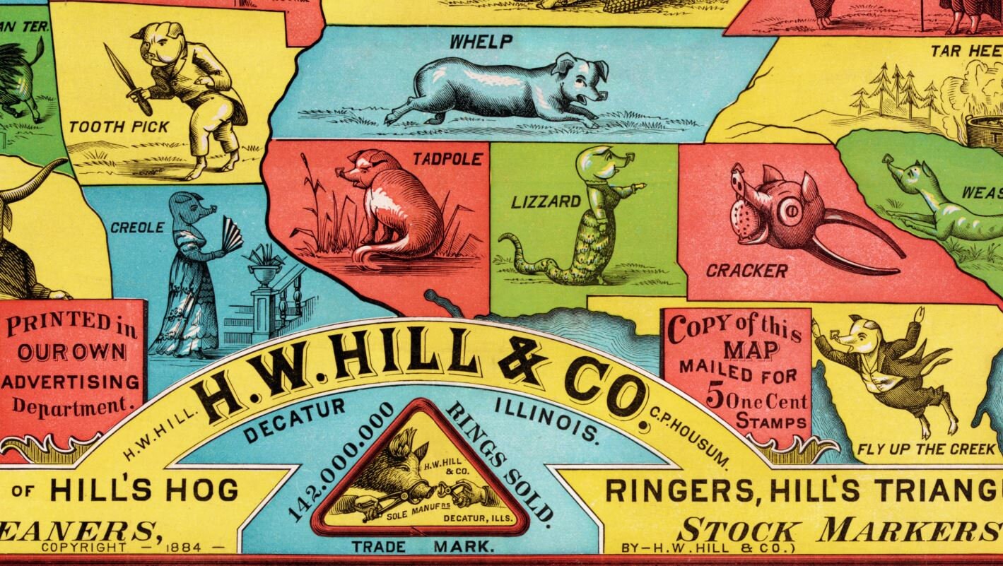 Nicknames of the States Map Vintage USA State Nicknames Map - Etsy