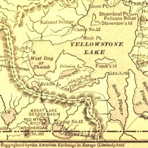 Old Yellowstone National Park Map | Vintage Yellowstone Map | Historic ...