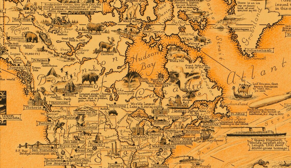 Old Pictorial Map of the World Restored Vintage World Map - Etsy