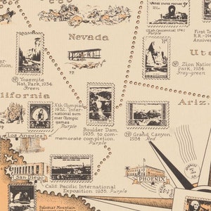 Vintage USA Stamp Map | Old American Stamp Map | 1949 Postage Map ...
