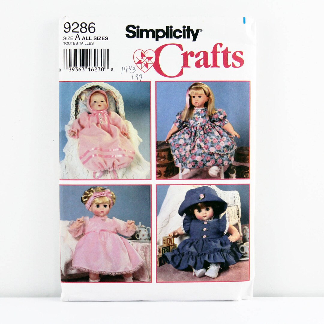 Simplicity Crafts Pattern 9286 Design Your Own Doll Clothes, Size Small ...