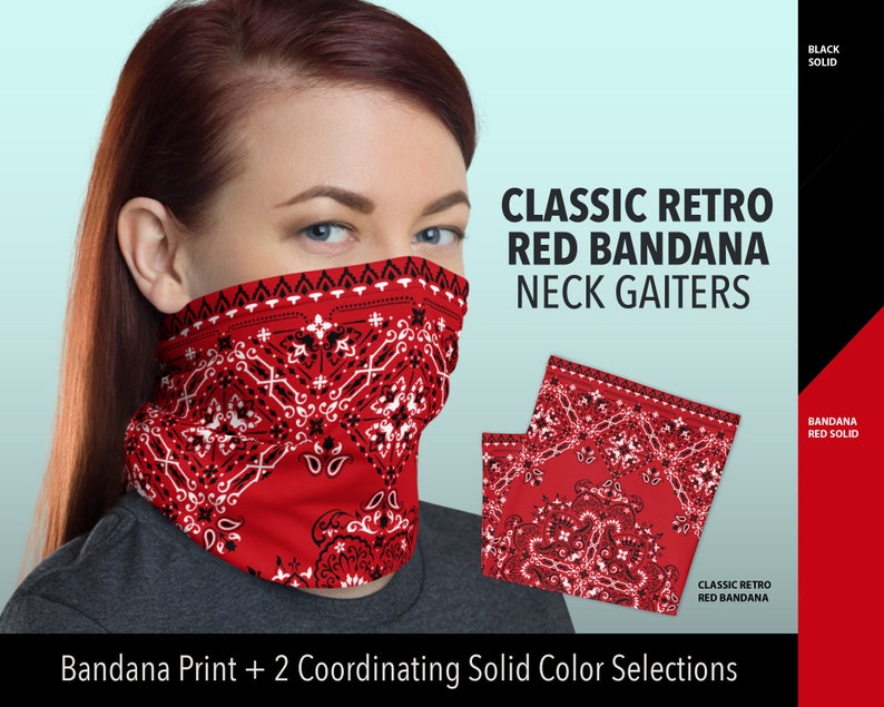 Classic Red Bandana Design Retro Face Covering Neck Gaiter - Etsy