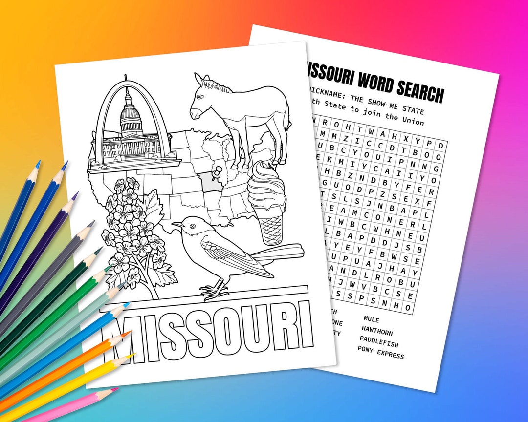 State of Missouri USA Coloring Page & Word Search Puzzle | Fun ...