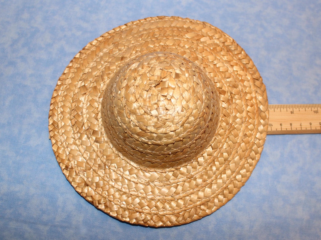 3 PCS 8" Brimmed Natural Straw Hat, Round Crown Sun Hat, 8 Inch Doll ...