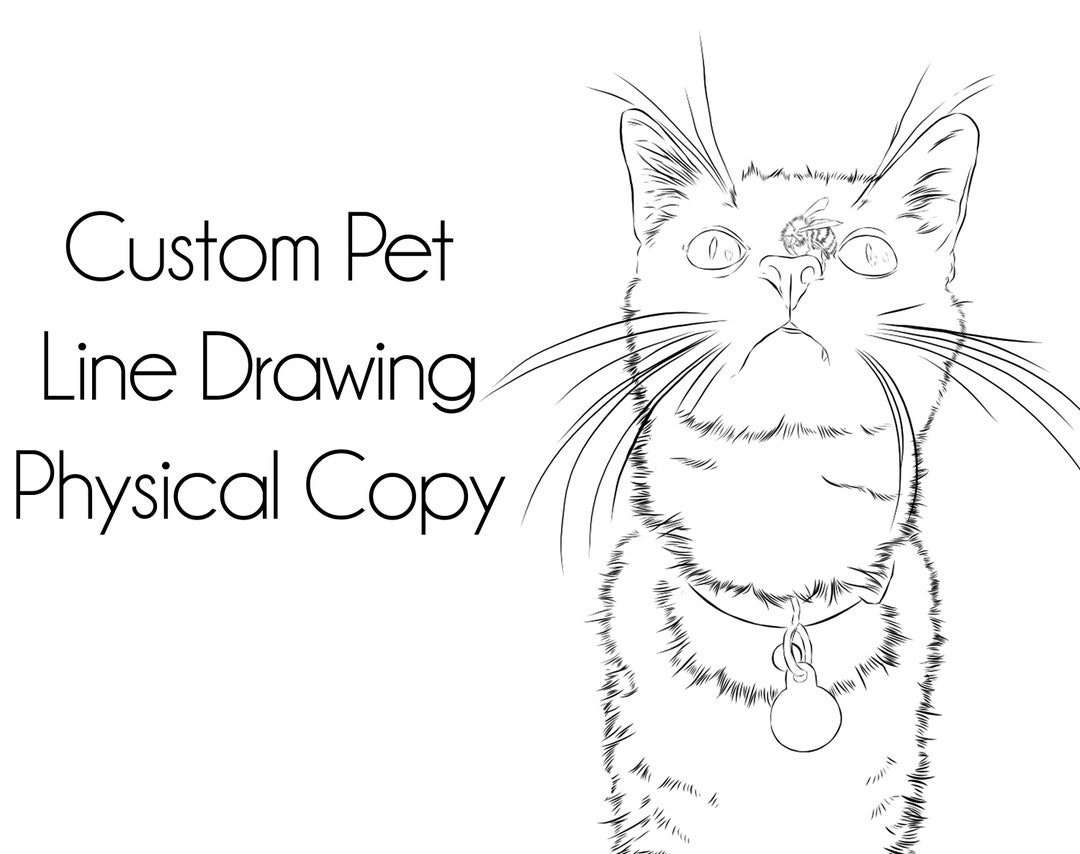 Custom Pet Portraits Physical Print. Line Drawing Pet - Etsy
