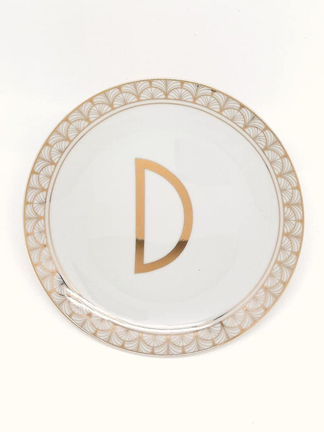Personalized Letter D Side Plate: Gold Monogram Art Deco Plate - Etsy