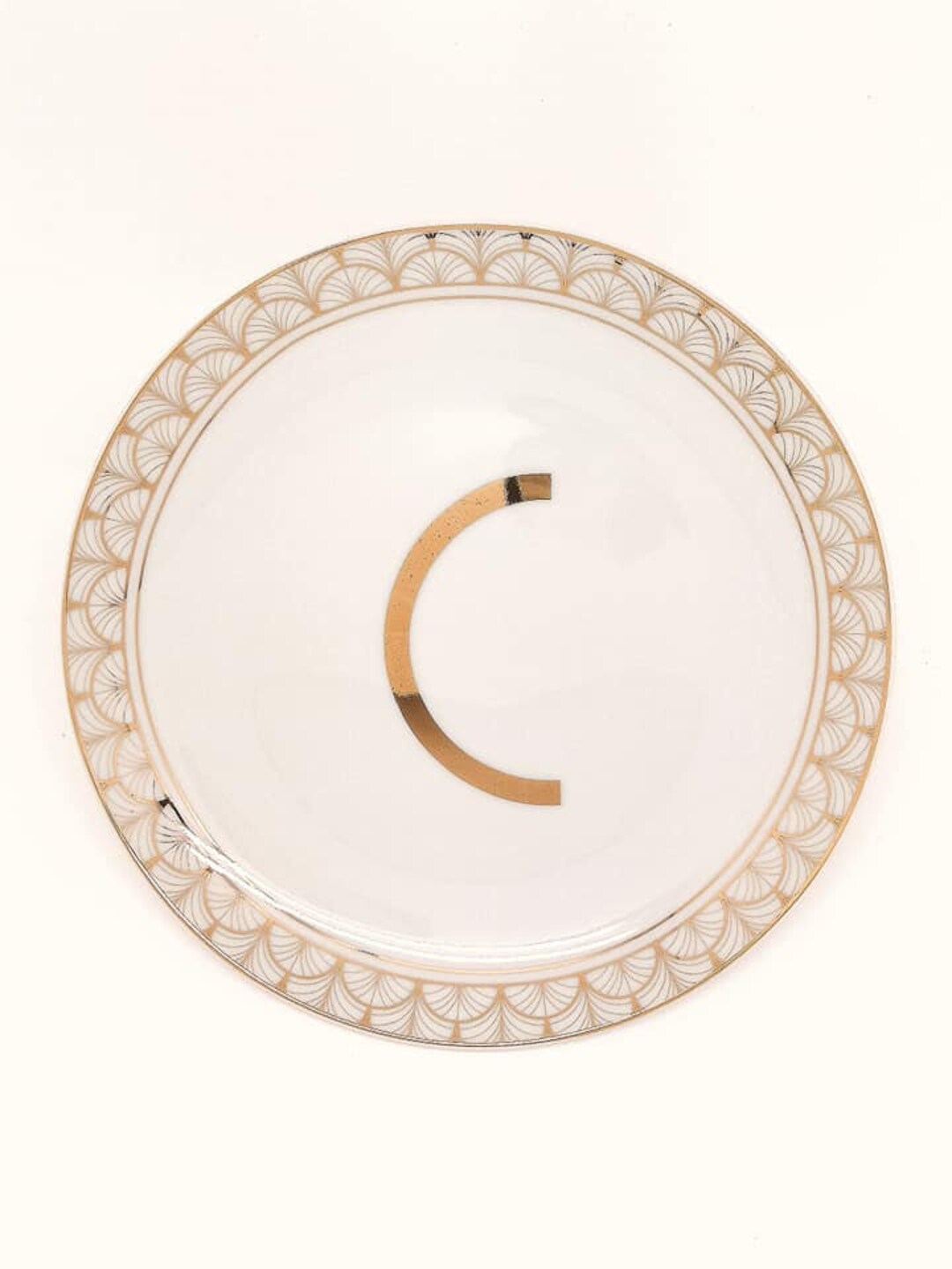 Personalized Letter C Side Plate: Gold Art Deco Monogram Gift - Etsy