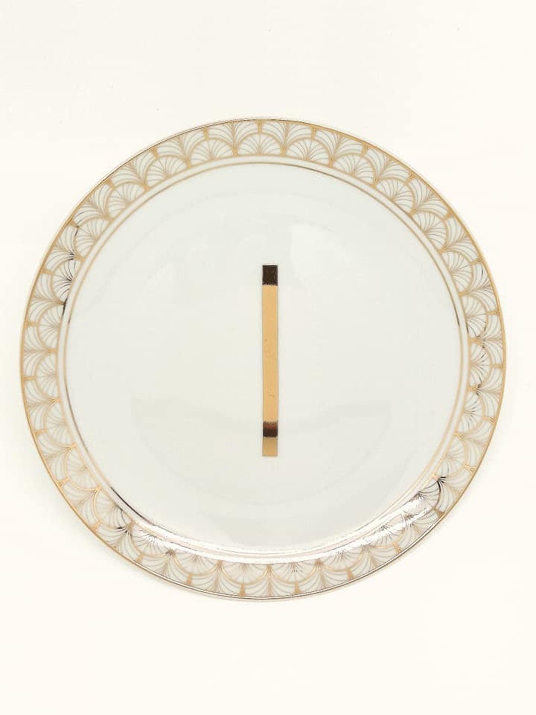 Personalized Gold Initial Side Plate: Art Deco Letter I - Etsy