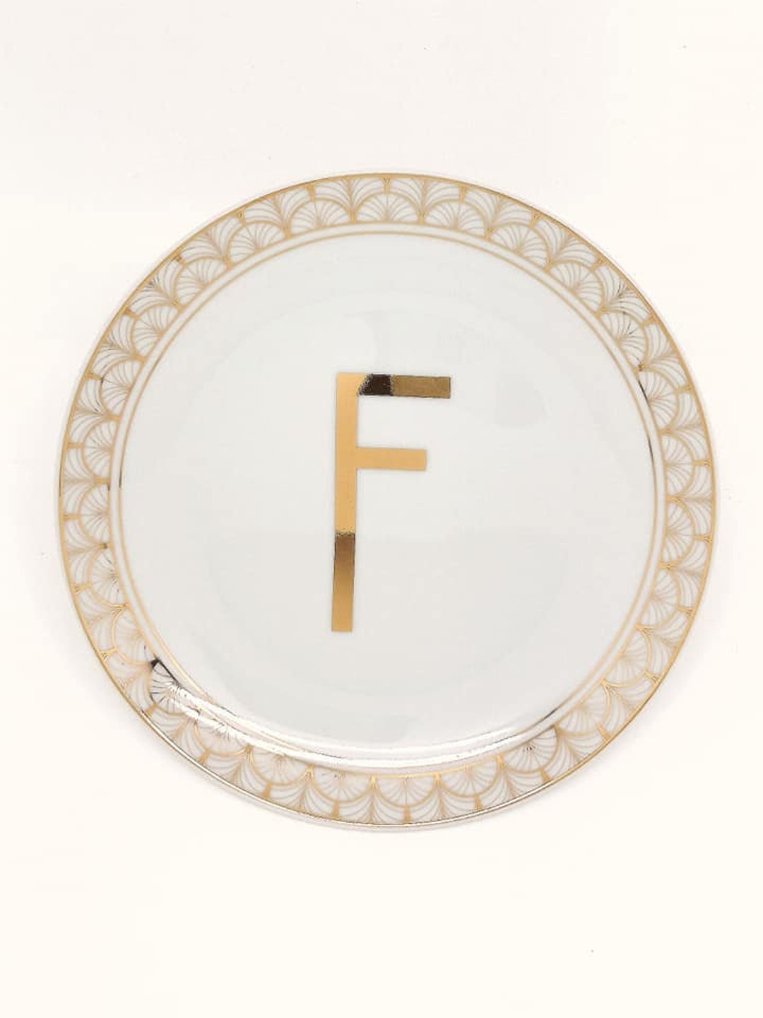 Personalized Letter F Side Plate: Gold Art Deco Monogram Gift - Etsy