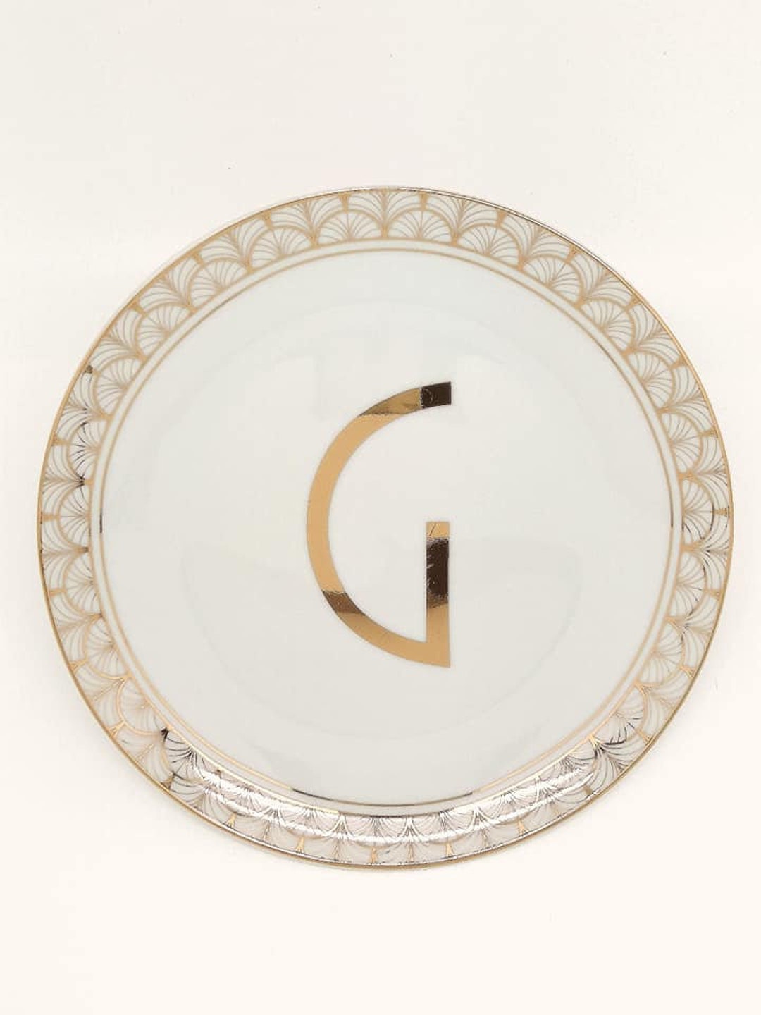 Personalized Gold Initial Side Plate: Art Deco Monogram Letter G - Etsy