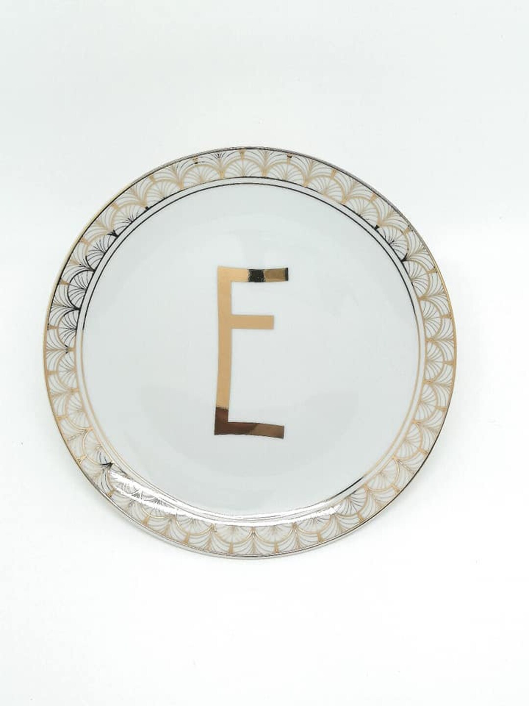 Personalised Side Plate LETTER E Custom Monogram Initial Alphabet Gold ...