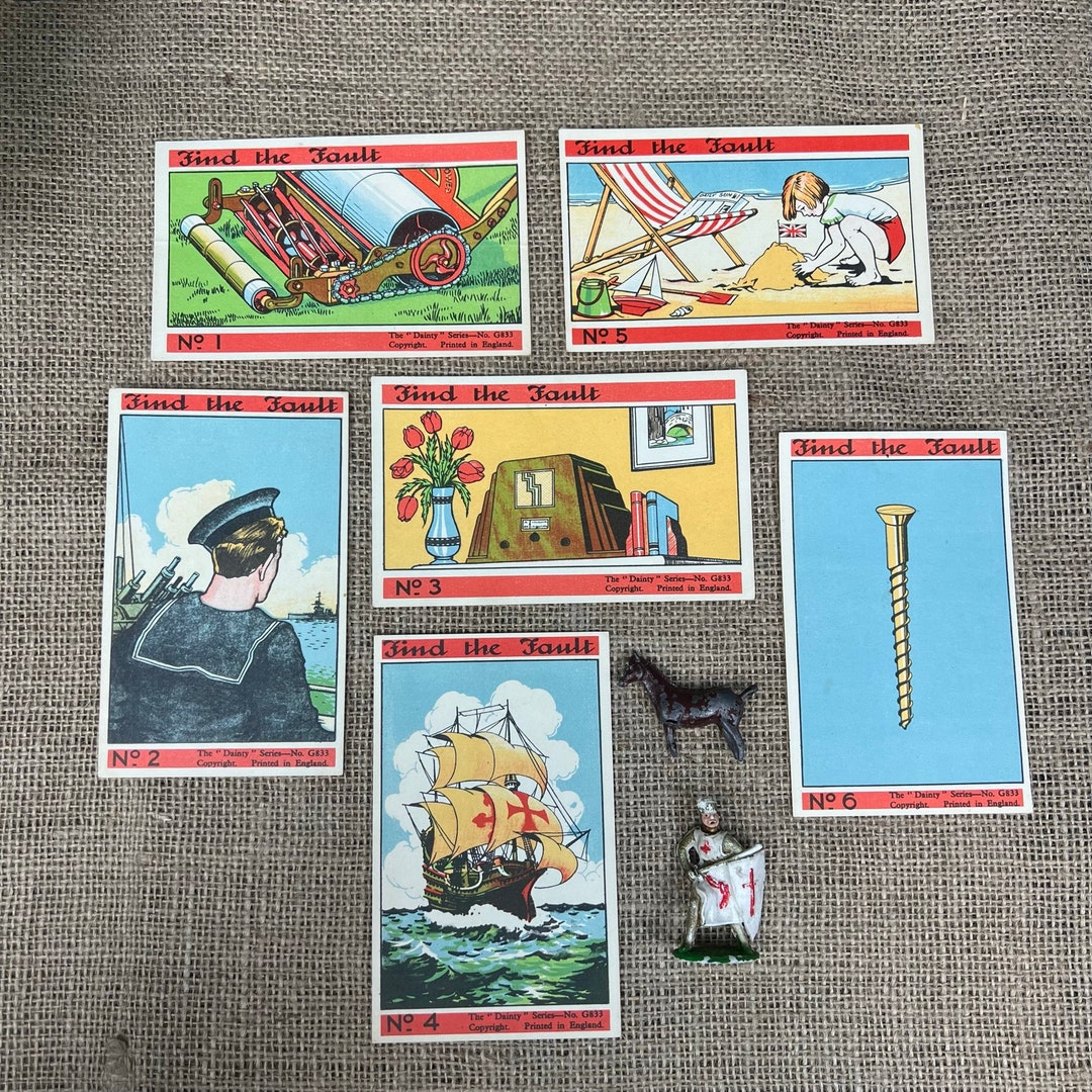 Vintage Set of Picture Cards Find the Fault the Dainty Series Coloured ...