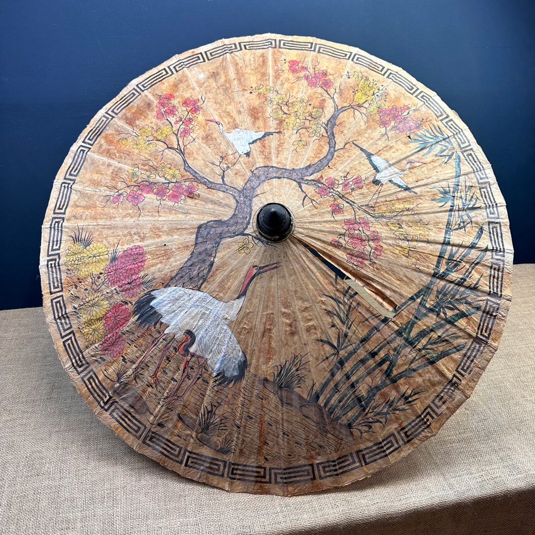 Large Vintage Oriental Japanese Wagasa Bamboo & Paper Parasol Geisha - Etsy