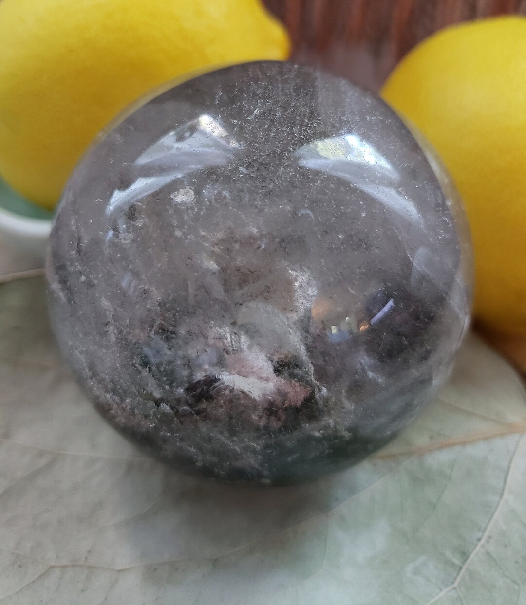 403g Medium Polished Rutilated Lodolite Sphere / Garden Quartz - Etsy