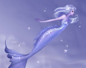 Violet Jellyfish Mermaid Large Print - Etsy