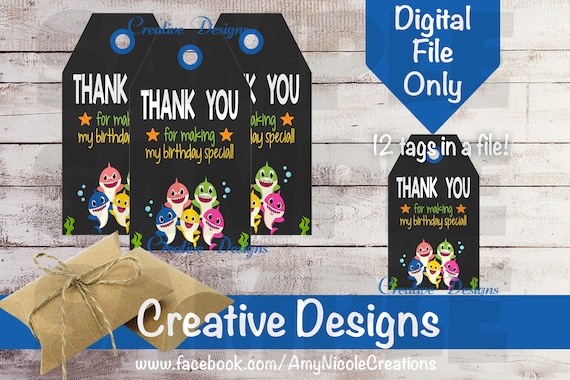 Baby Shark Gift Tags Baby Shark Tags Shark Gift Tags Baby | Etsy