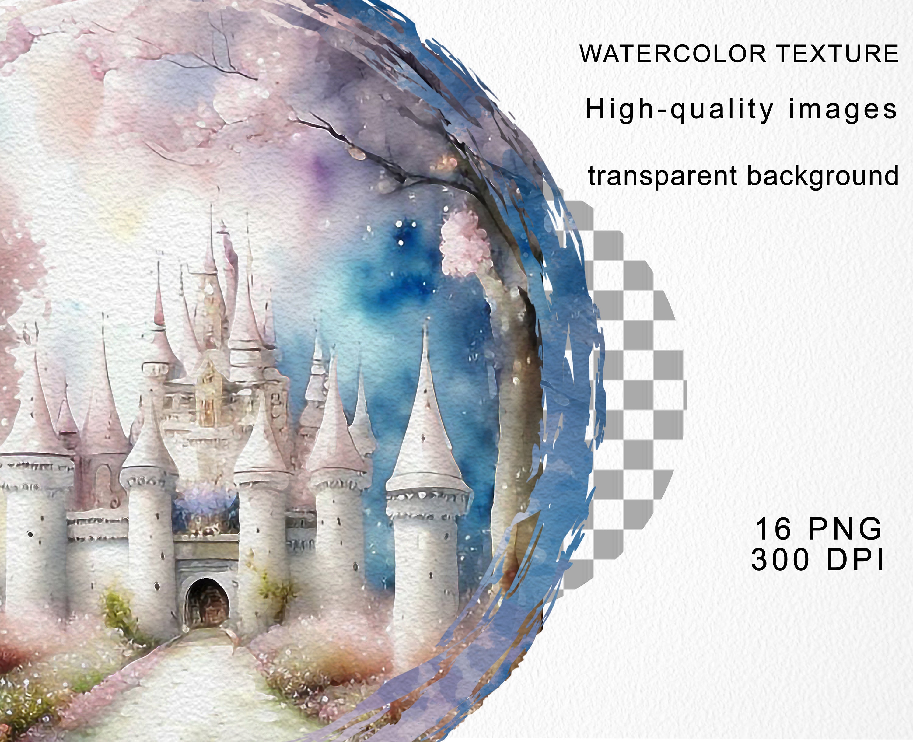 Princess Castle Watercolor PNG Clipart Flower Palace Romantic - Etsy