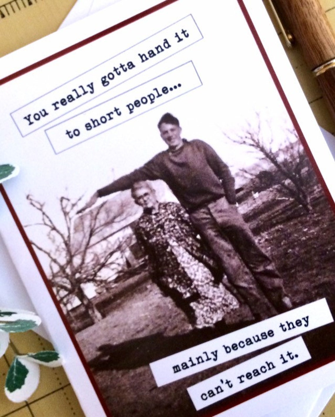Funny Vintage Photo Card for Short People Short People Card - Etsy