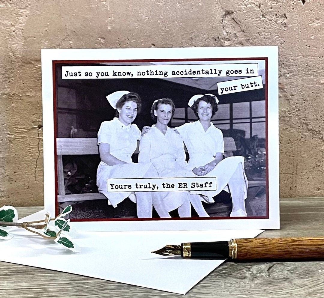 Funny Card for ER Nurses, Vintage Photo Card ER Staff, Card for Nurse ...