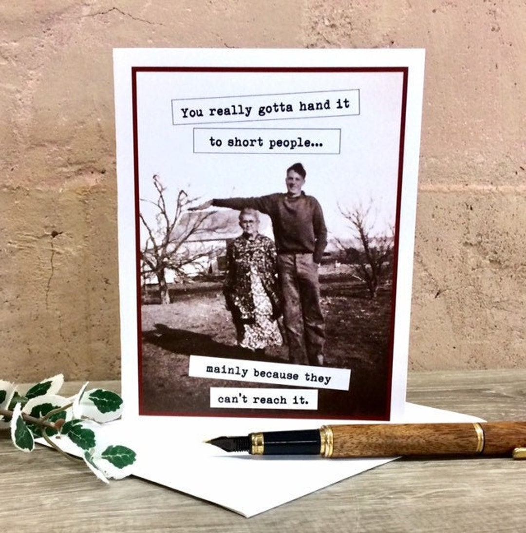 Funny Vintage Photo Card for Short People, Short People Card - Etsy