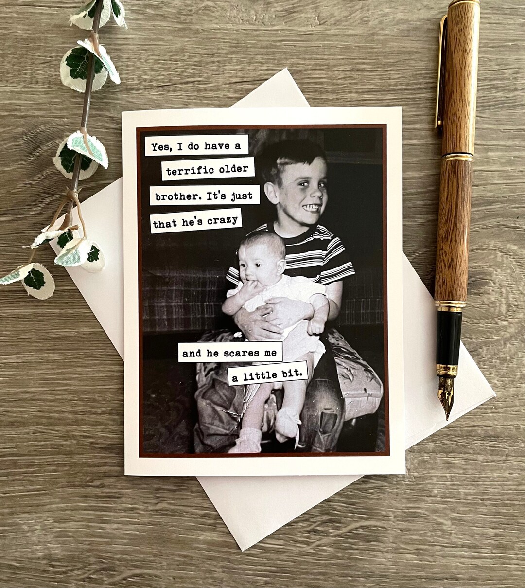 Card for Older Brother, Sister to Brother Card, Funny Vintage Photo ...