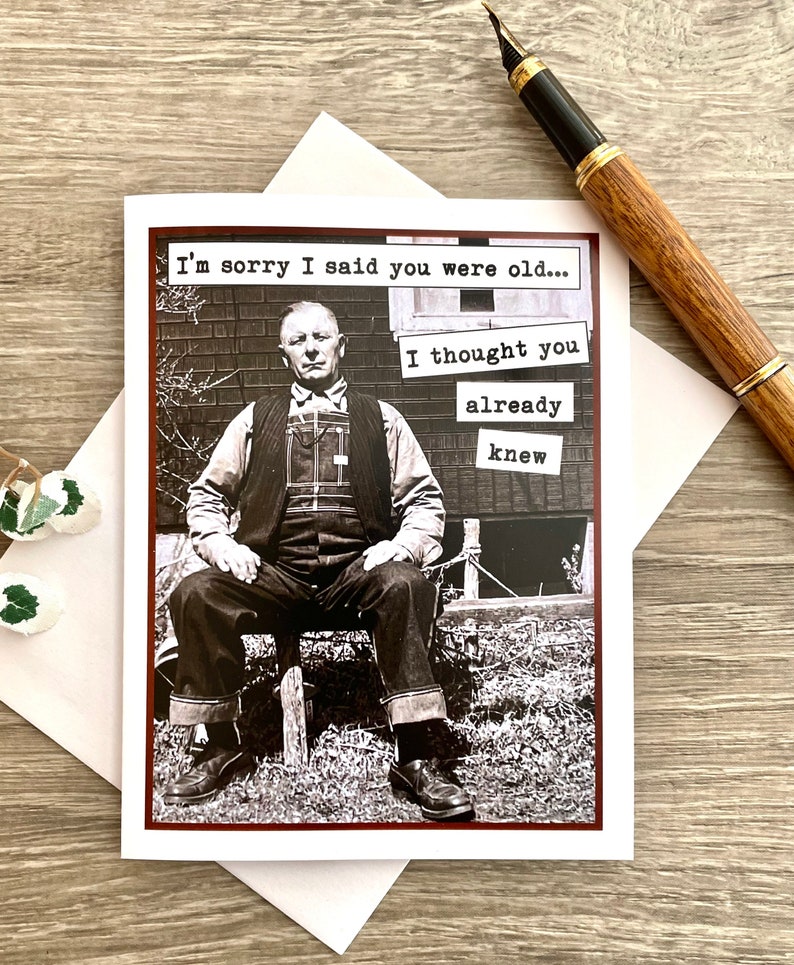Funny Card for Older Man Vintage Photo Card I'm Sorry I - Etsy