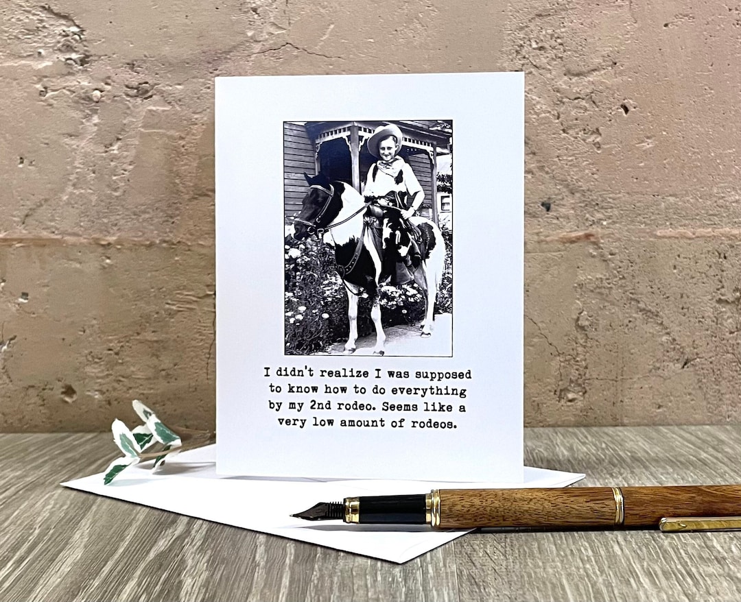 Funny First Rodeo Card, Vintage Photo Card, Card for Friend - Etsy